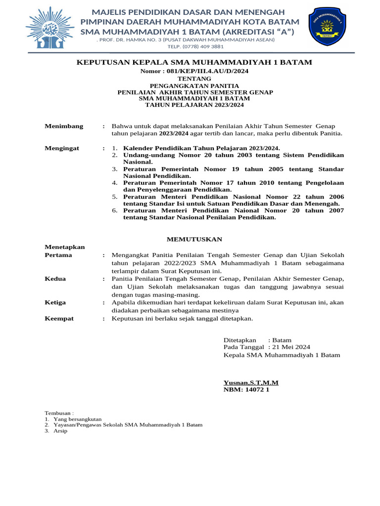 SK PTS, Pas Genap, Us 2022-2023 Yang Terbaru | PDF