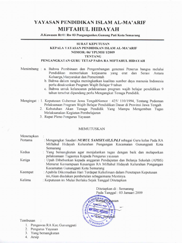 SK TMT Nurul Samsiyah Pgdj2 Uin Ws | PDF