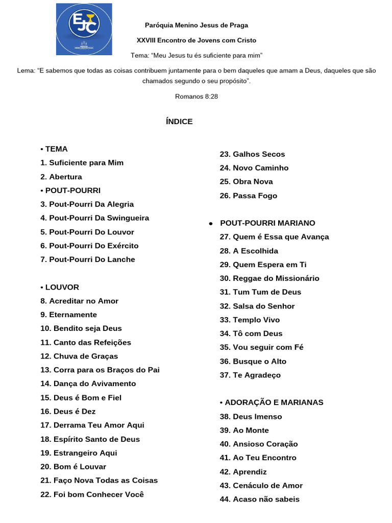 Hinário - Ejc 2024 - Banda - Pronto | PDF | Amor | Jesus