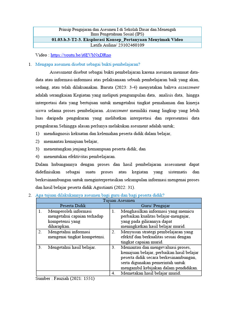 01.03.b.3-T2-3. Eksplorasi Konsep - Pertanyaan Menyimak Video | PDF
