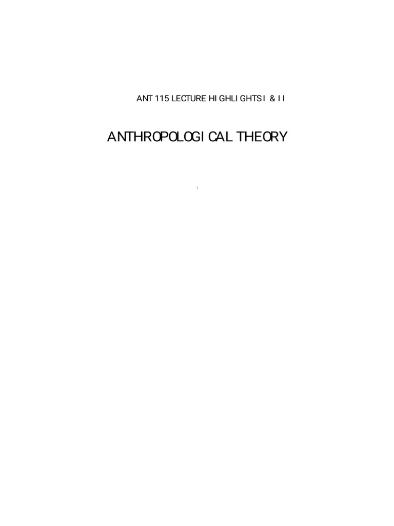 Understanding Anthropological Theory | PDF