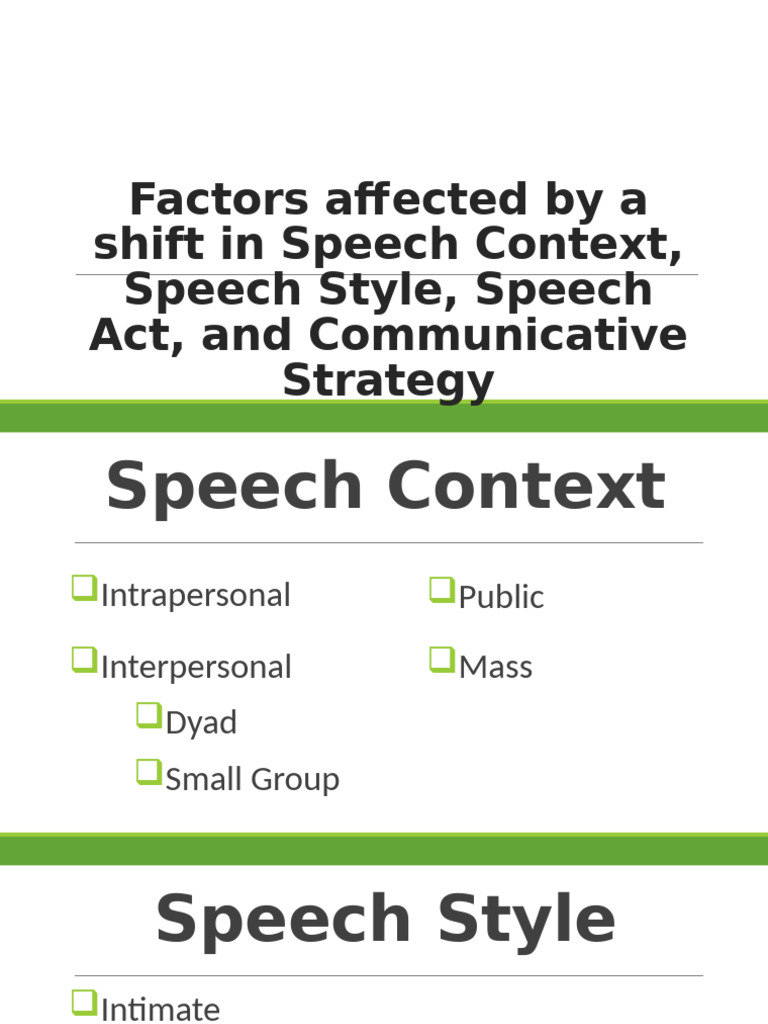 Q2 L2.Factors Affected by A Shift in Speech Context | PDF ...