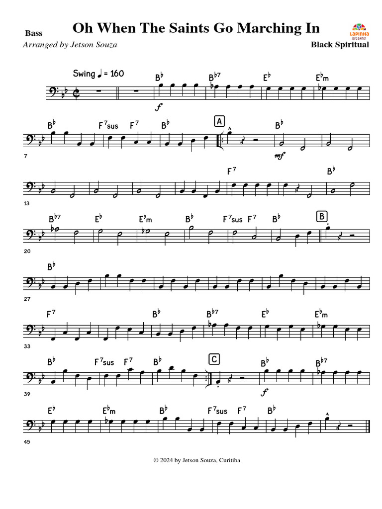 Oh When The Saints Go Marching in - Bass | PDF