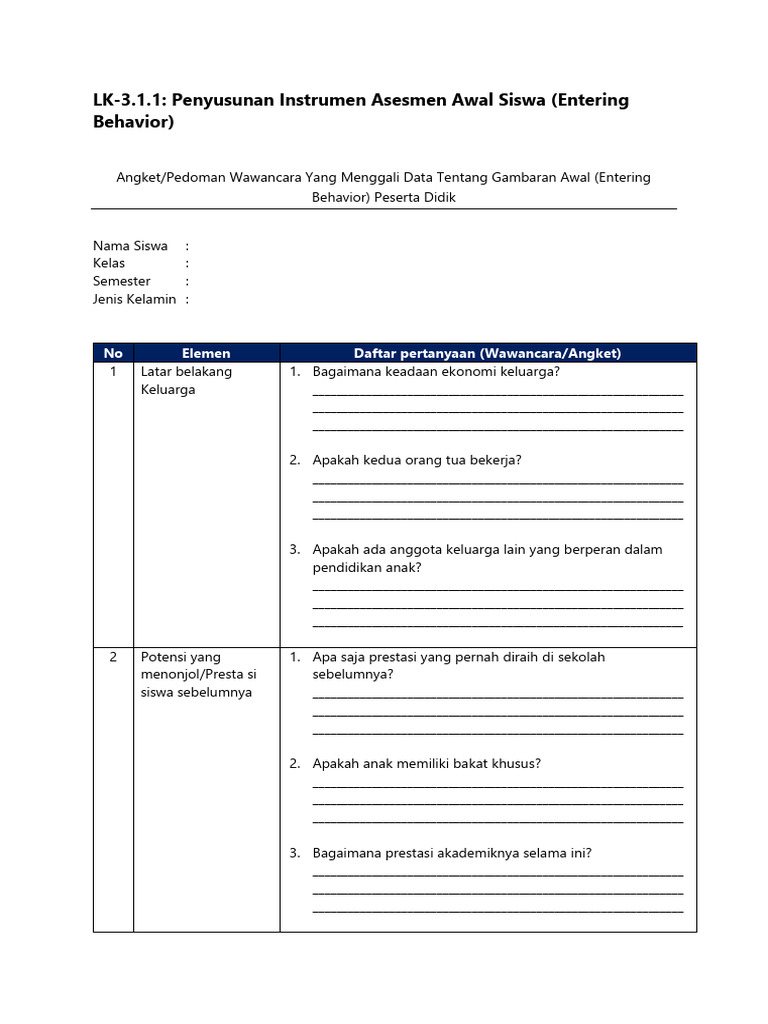 Instrumen Asesmen | PDF