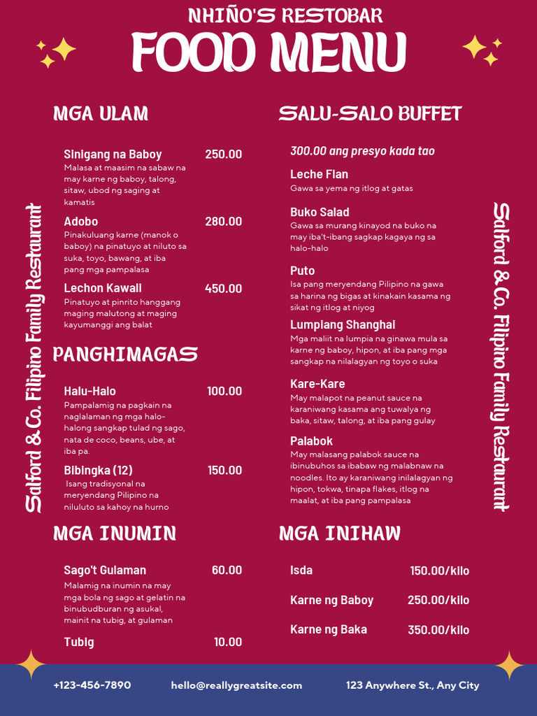 Pula at Asul Simple at Modernong Minimal Restaurant Menu - 20241202 ...