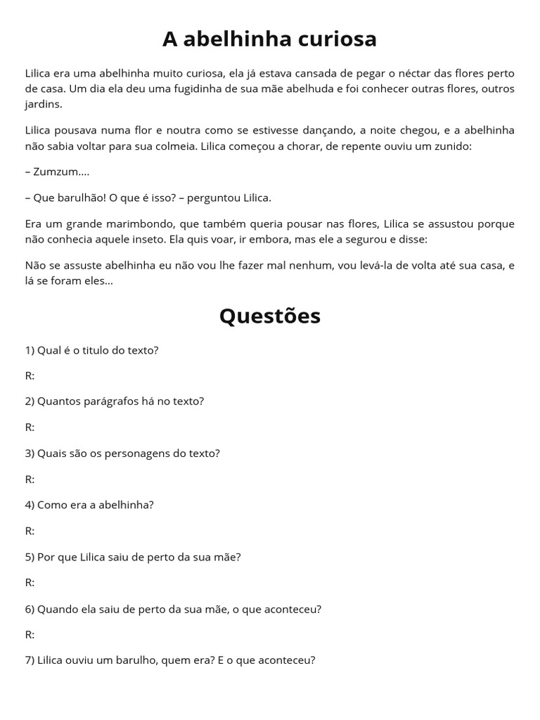A Abelhinha Curiosa | PDF