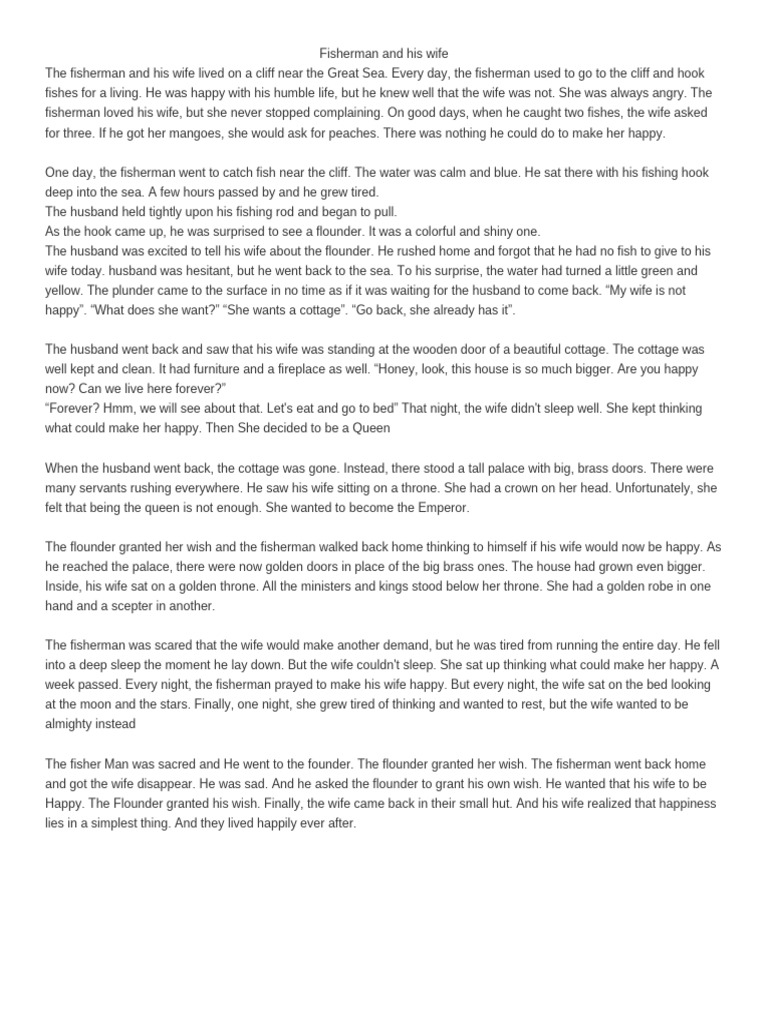 The Fisherman and His Wife's Journey | PDF