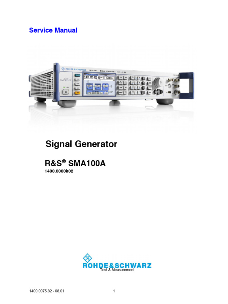 SMA100A ServiceManual en 08 01 | PDF | Electrical Connector | Ac Power Plugs And Sockets