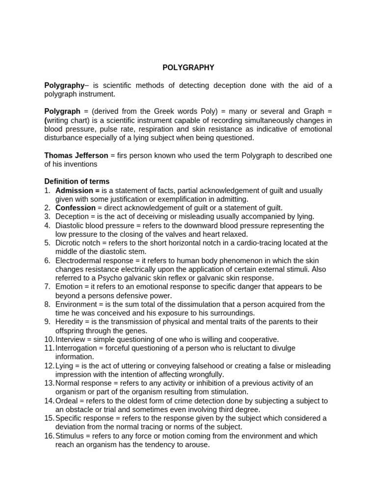 Criminalistics 5 Police Polygraphylie Detection | PDF | Polygraph ...