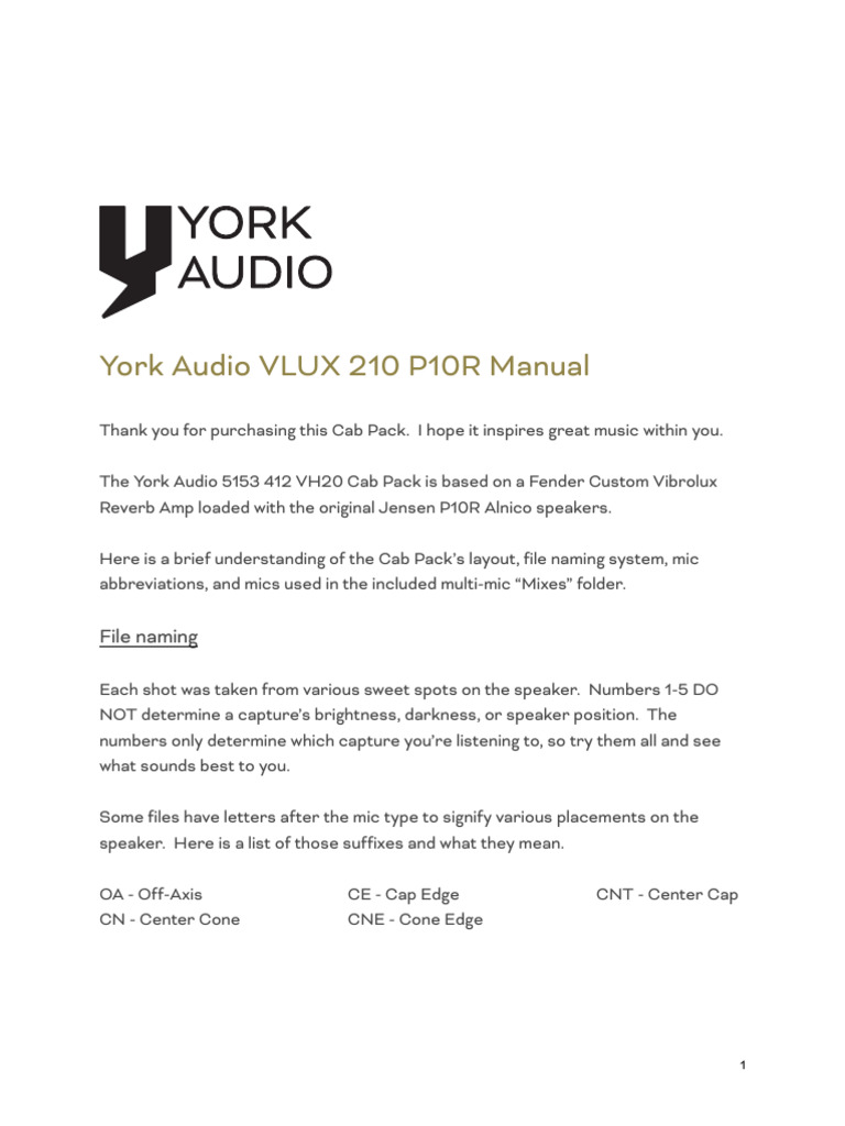 York Audio VLUX 210 P10R Manual | PDF | Microphone | Loudspeaker