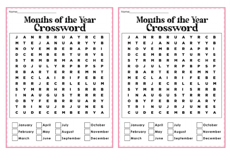 Wordsearch Months of The Year | PDF