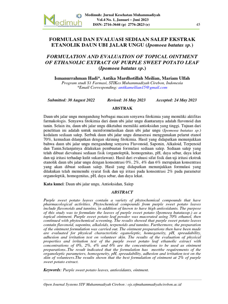 Formulasi Dan Evaluasi Sediaan Salep Eks | PDF