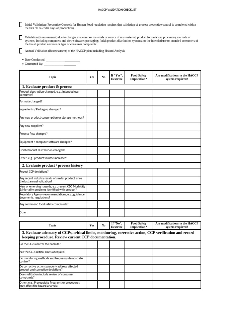 2.1.2.1 - HACCP Plan Review Checklist | PDF | Verification And ...