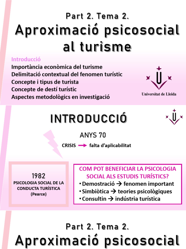 B2. T2. Aproximació Psicosocial Al Turisme | PDF