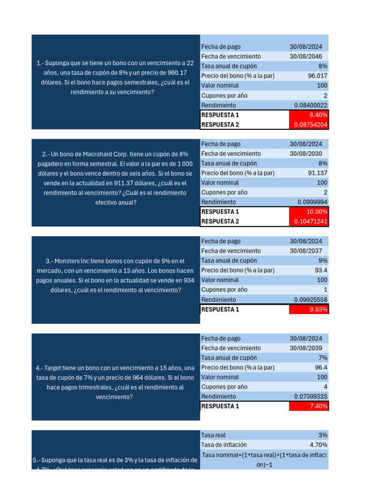 PRACTICA DE BONOS-formula 2 | PDF | Cupón | Dinero