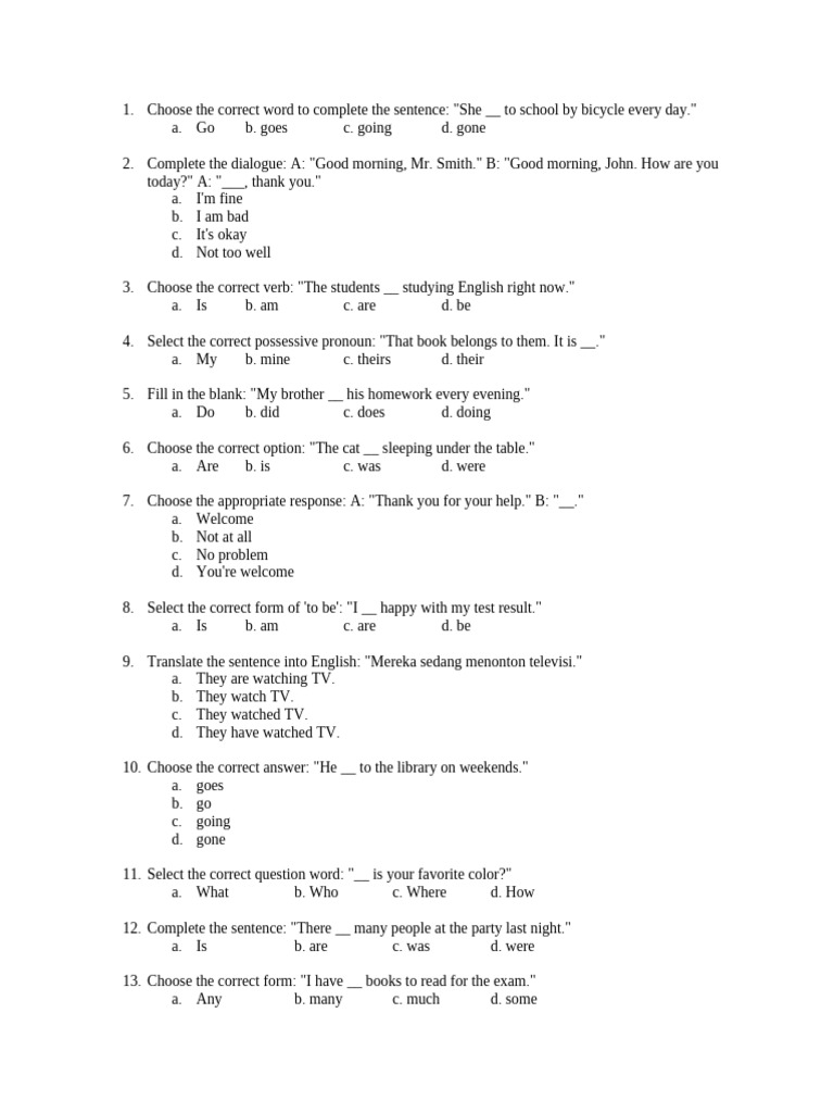 English Grammar and Comprehension Exercises | PDF | Human Communication ...