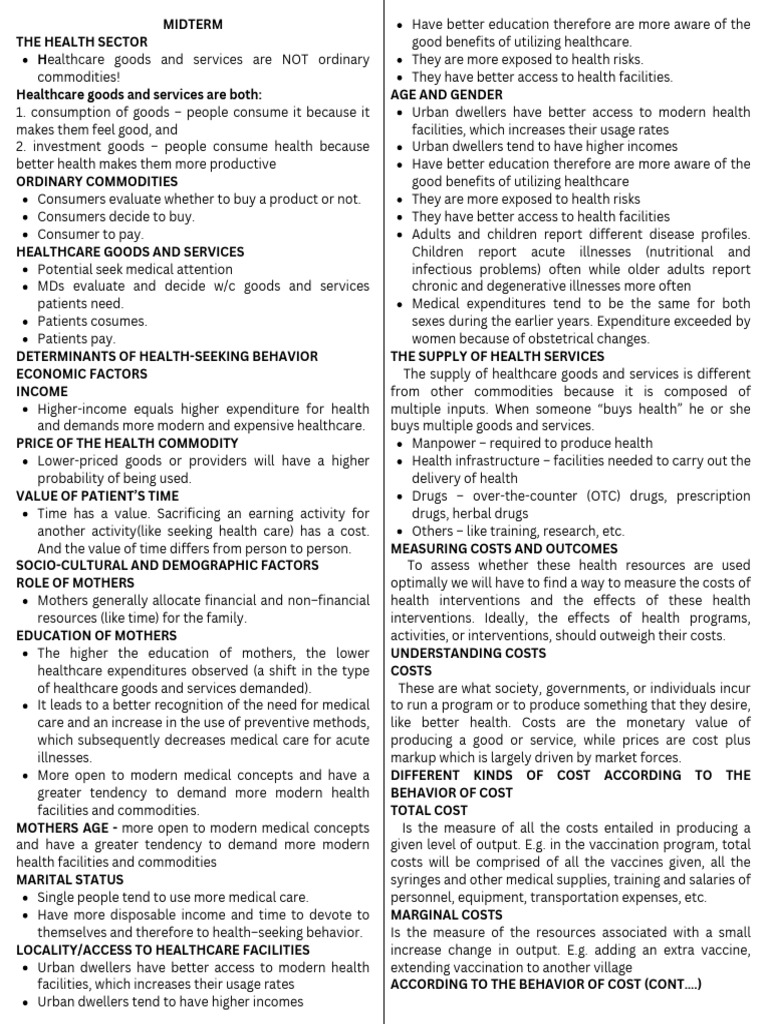 Midterm Hci and TFN Reviewer | PDF | Health Care | Nursing