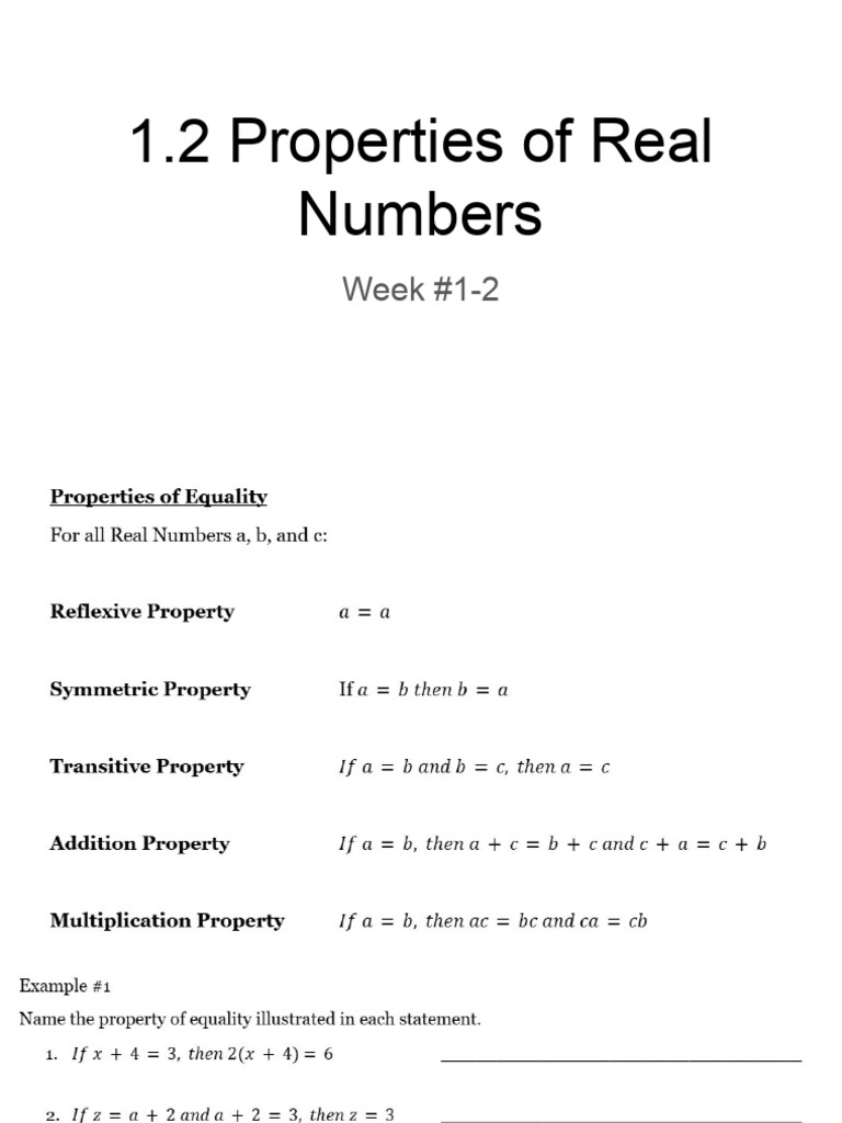 1.2 Properties of Real Numbers | PDF