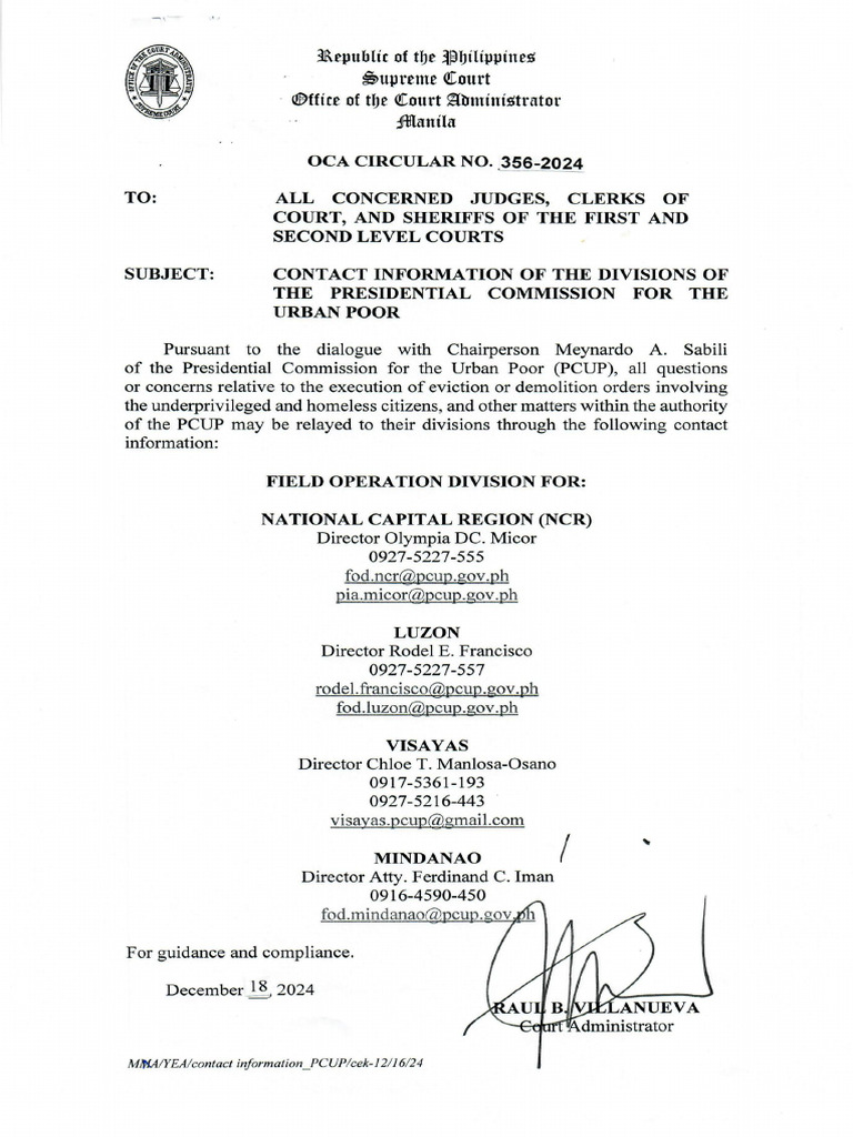 OCA Circular No. 356-2024 | PDF