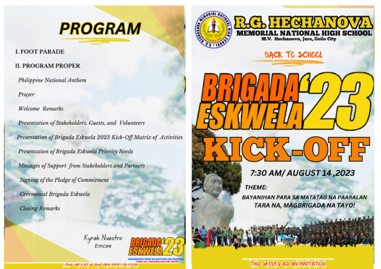 BRIGADA ESKWELA Final Opening Program | PDF