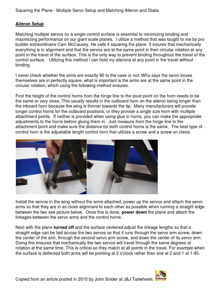 Squaring The Plane To Setup Ailerons and Elevator | PDF | Flight ...