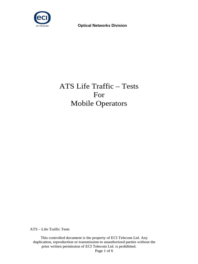 ATS Life Traffic Tests for Mobile Operators | PDF | Telecommunications ...