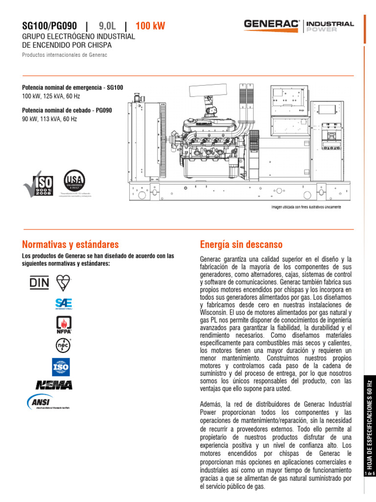 Generac SG100 Espanol | PDF | Rodamiento (Mecánico) | Motores