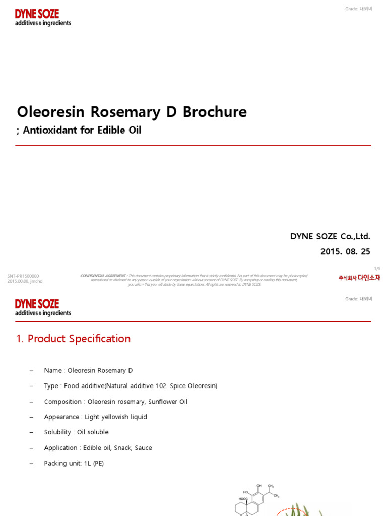 Oleoresin Rosemary D_Brochure_180826_ENG (1) | PDF | Chemistry | Chemical Substances