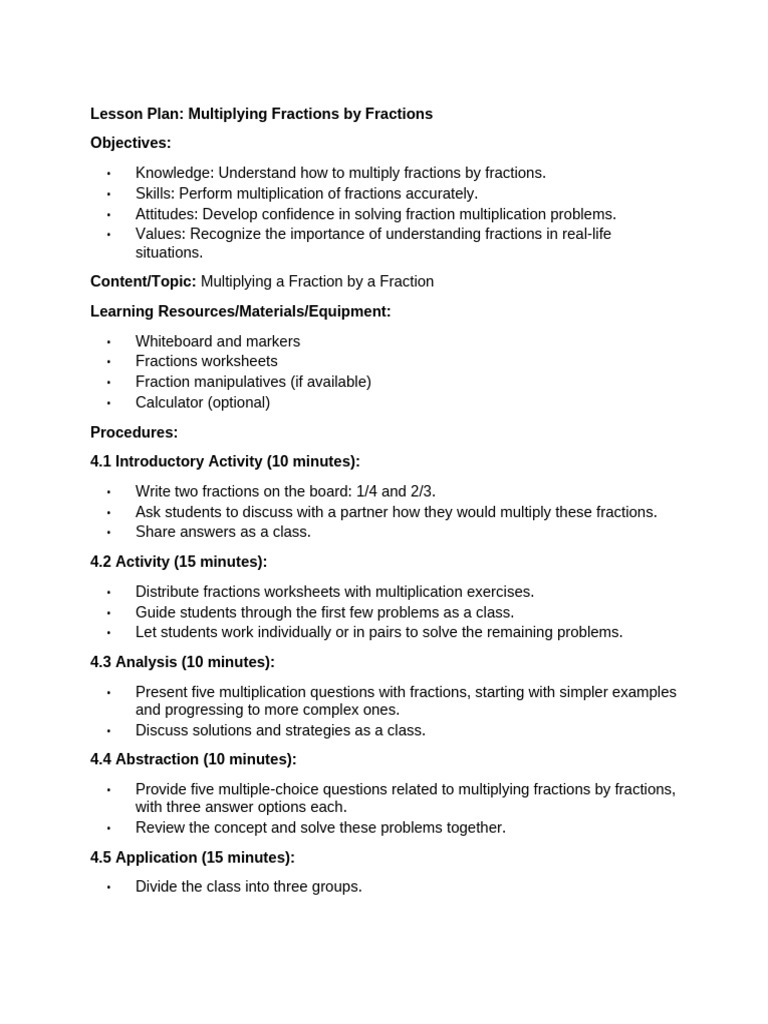 Multiplying A Fraction by A Fraction | PDF | Multiplication | Multiple ...