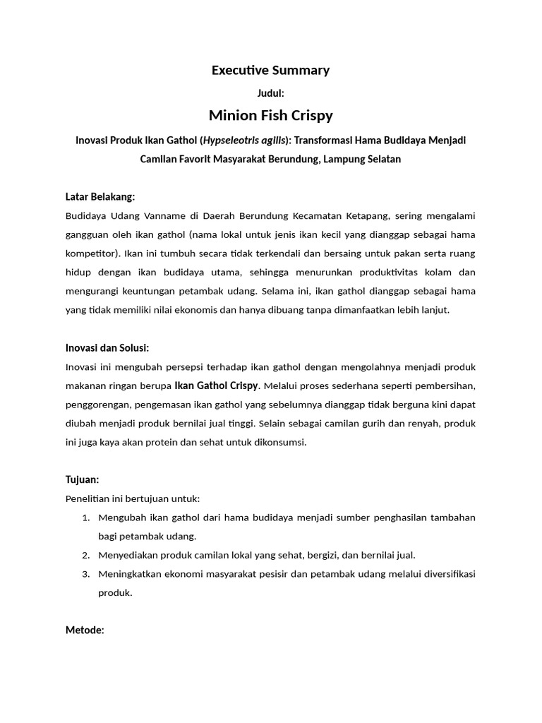 Ikan Gathol Crispy: Camilan Sehat dari Hama | PDF
