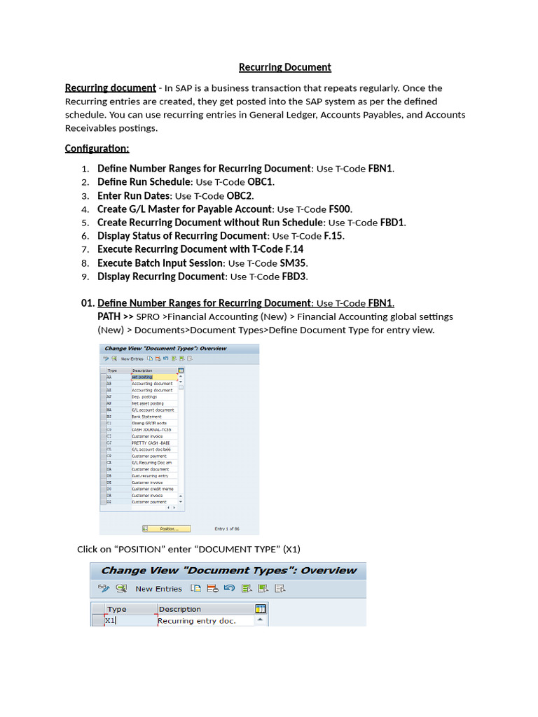 SAP Recurring Document Configuration Guide | PDF | Debits And Credits ...