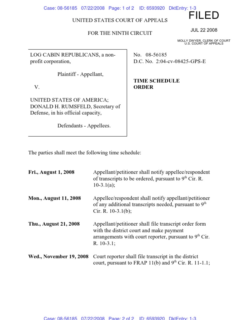 Ninth Circuit Appeal Time Schedule | PDF | Politics | Social Science