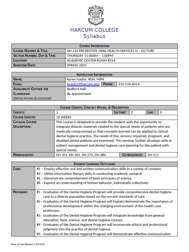 SPRING DH 210 POHS IV Syllabus 16may24 | PDF | Citation | Pub Med