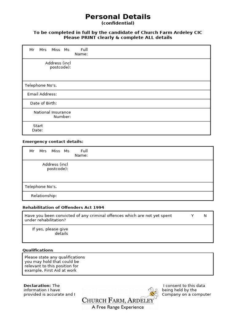Candidate Personal Information Form | PDF | Disability | Justice