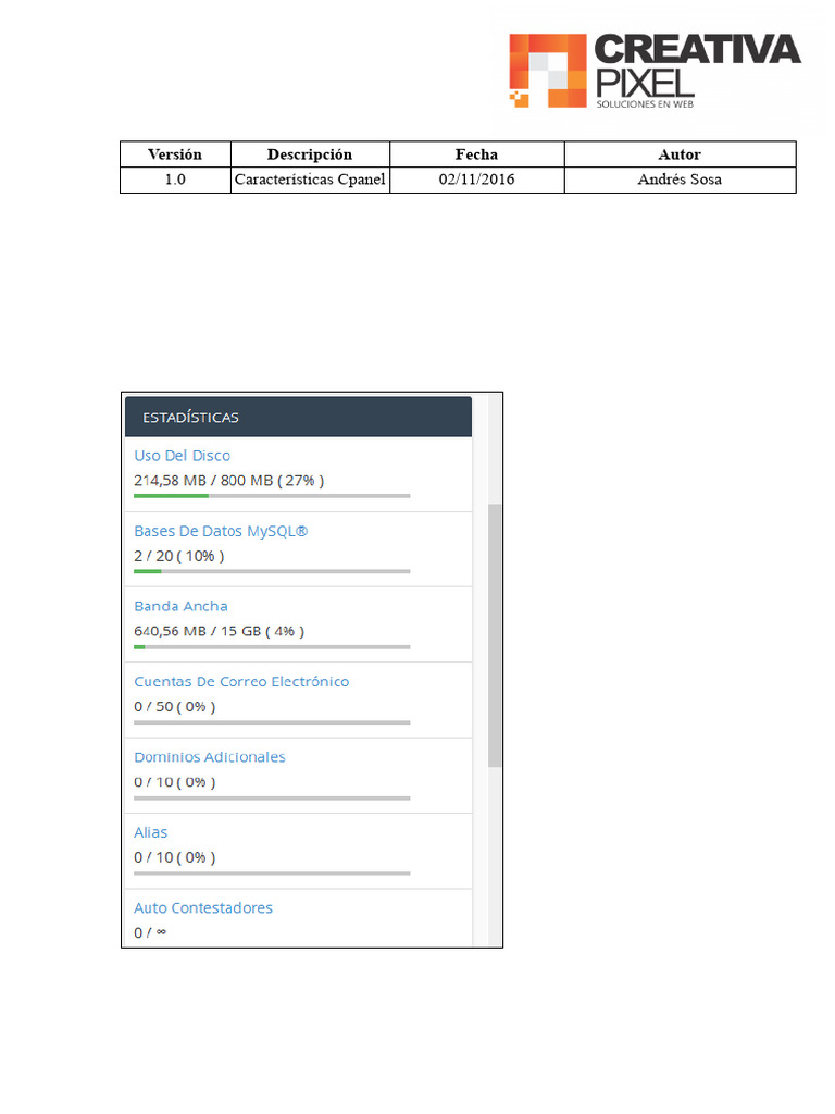 Caracteristicas Cpanel | PDF