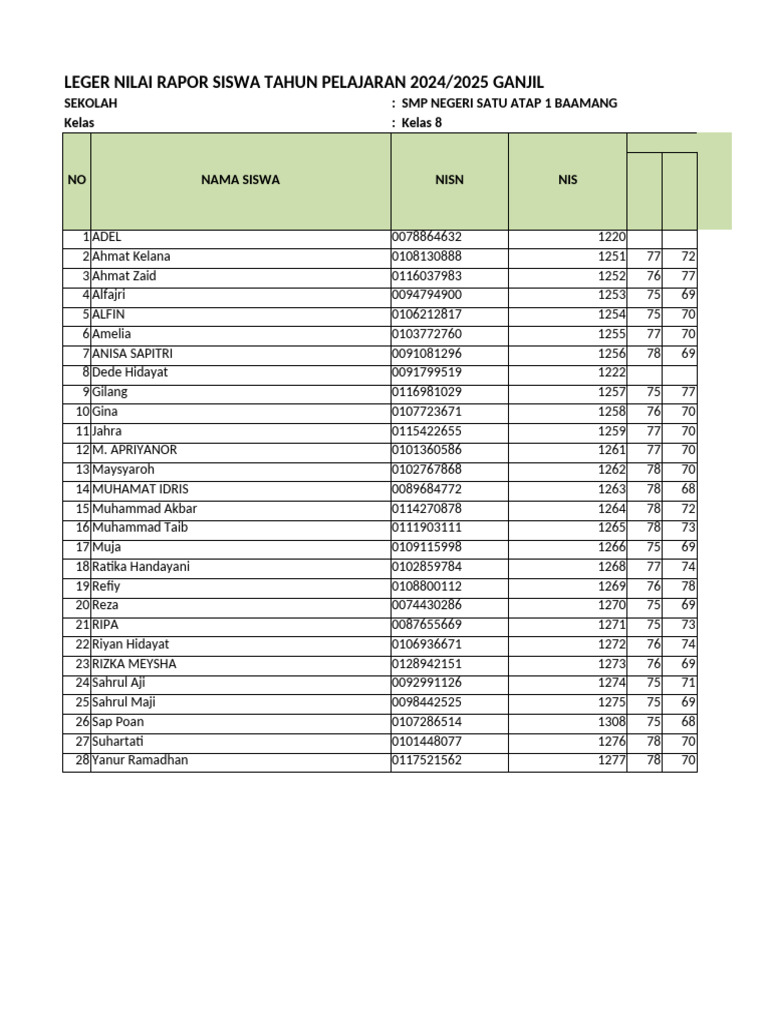 Leger 20241 Kelas 8 | PDF