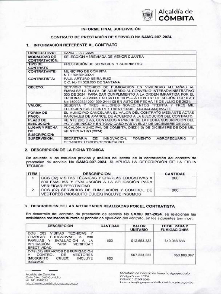 INFORME DE SUPERVISION FINAL - SAMC 007 2024 (1) - Compressed | PDF