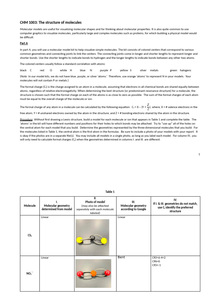 The Structure of Molecules - in Three Parts F24 v3 | PDF | Chemical ...