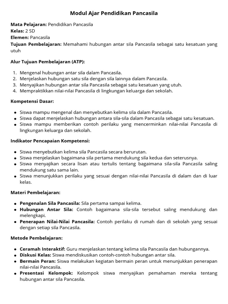 Modul Ajar Pendidikan Pancasila | PDF