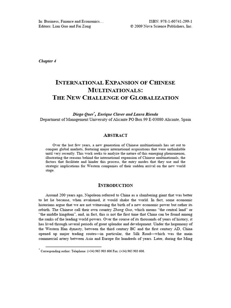 Nova Chinese Multinationals | PDF | Foreign Direct Investment ...