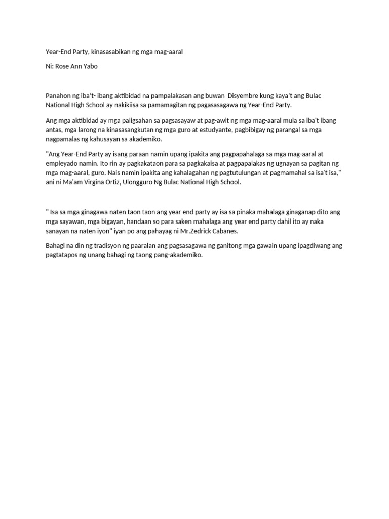 Balita - December sample newspaper | PDF