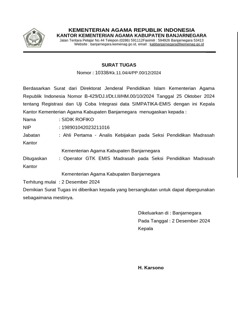 SK Emis Kemenag | PDF