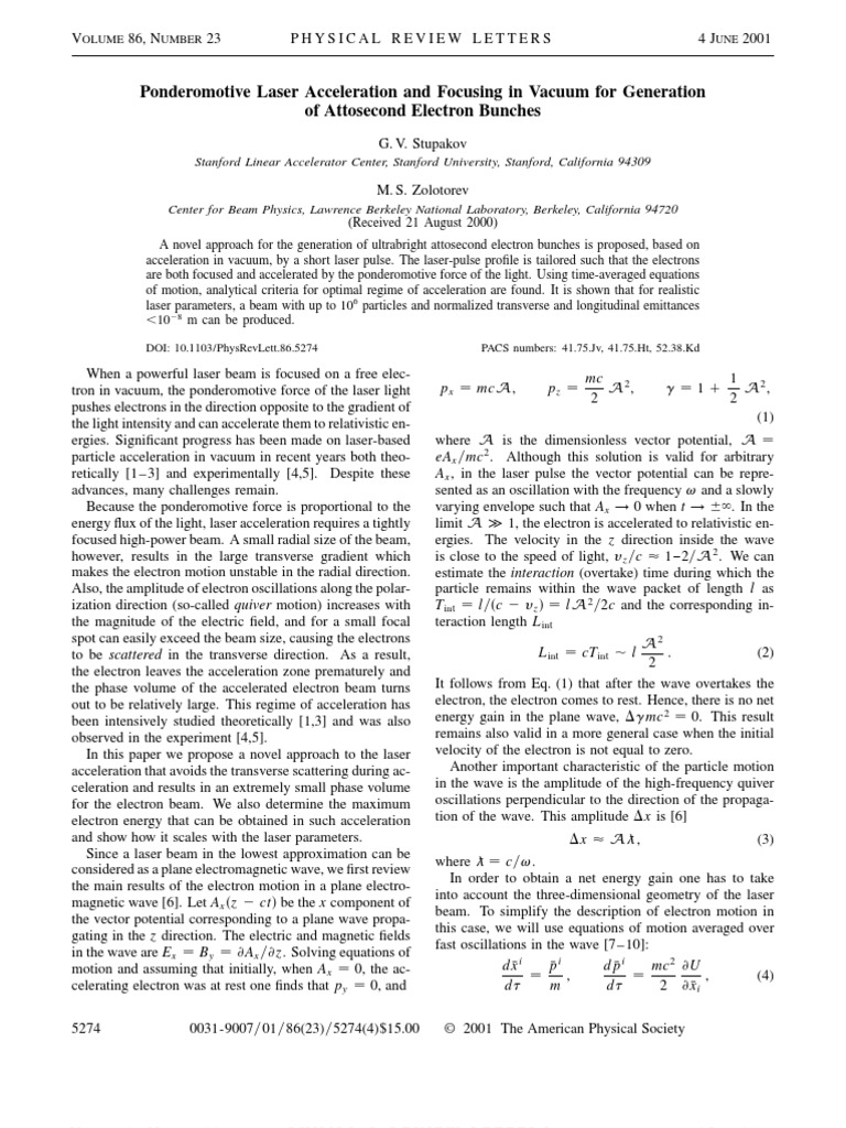 G.V. Stupakov and M. S. Zolotorev - Ponderomotive Laser Acceleration and Focusing in Vacuum For ...