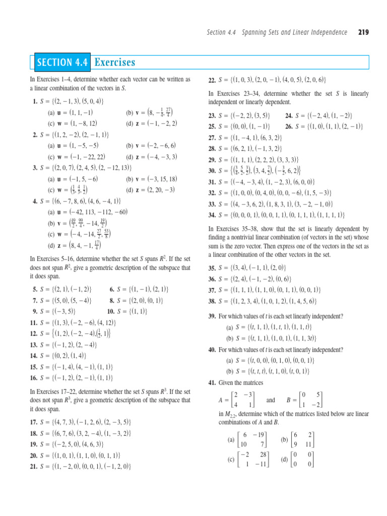 Ex5 | PDF | Vector Space | Mathematical Concepts
