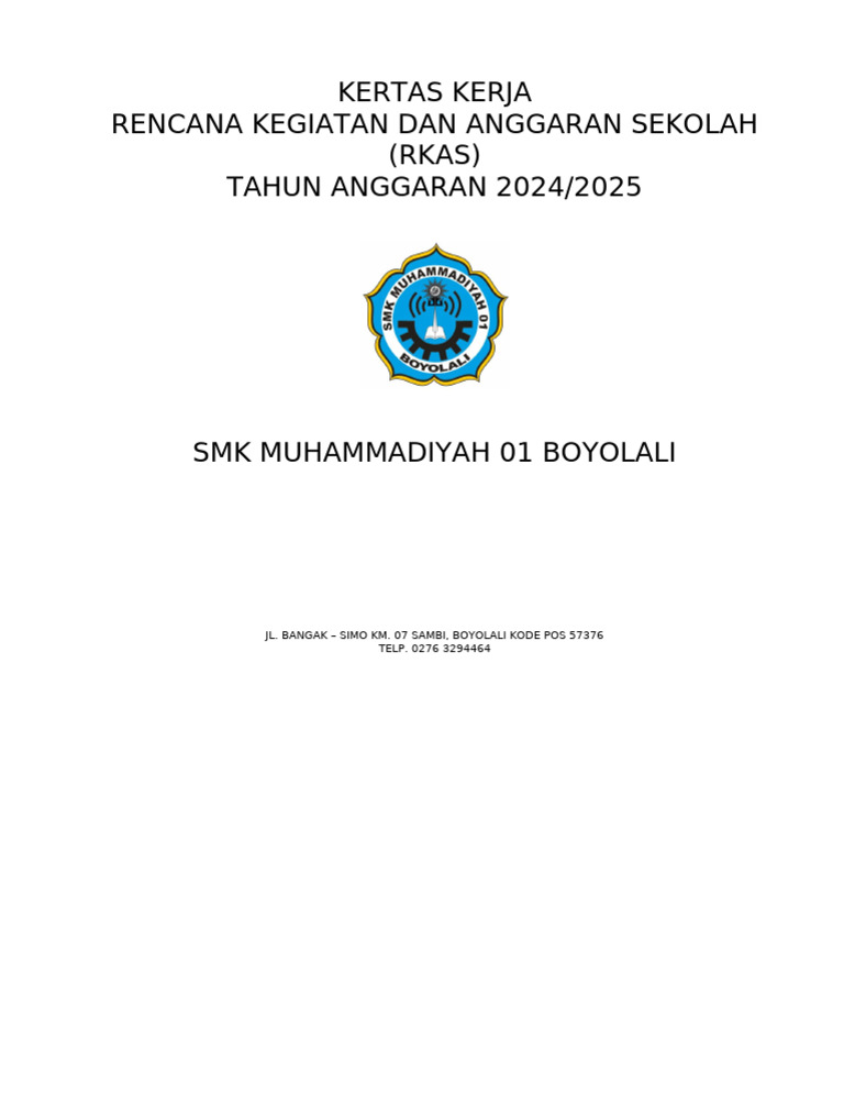 Cover Kertas Kerja RKAS | PDF