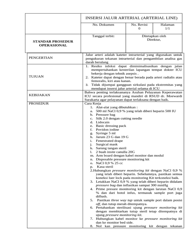 SPO Insersi Arterial Line-1 | PDF