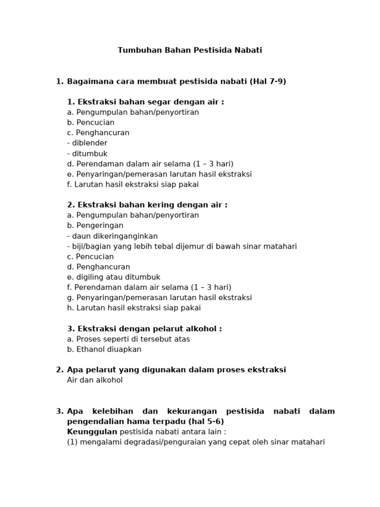 Tumbuhan Bahan Pestisida Nabati | PDF
