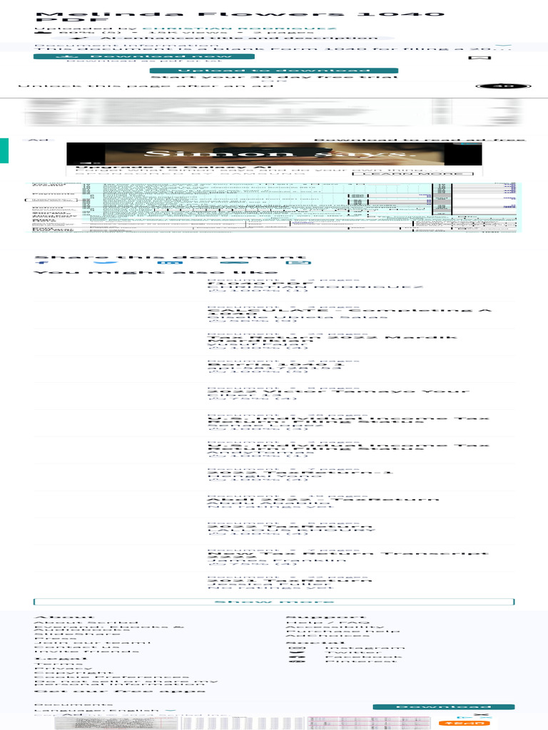 Melinda Flowers 1040 PDF PDF Irs Tax Forms Tax Deduction | PDF | Irs Tax Forms | Tax Refund