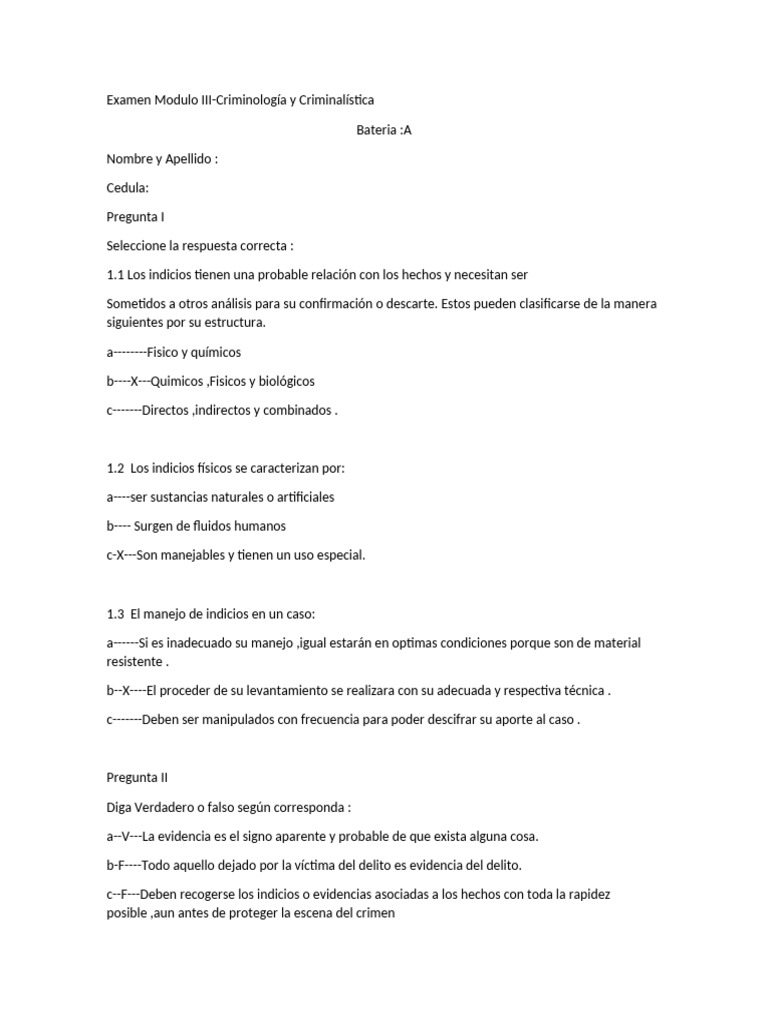 Examen - Criminalistica 3er Modulo | PDF | Laboratorios