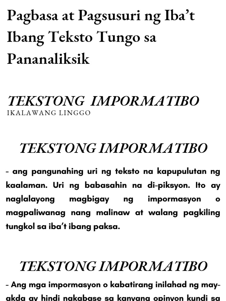 Copy of 2 Tekstong Impormatibo | PDF